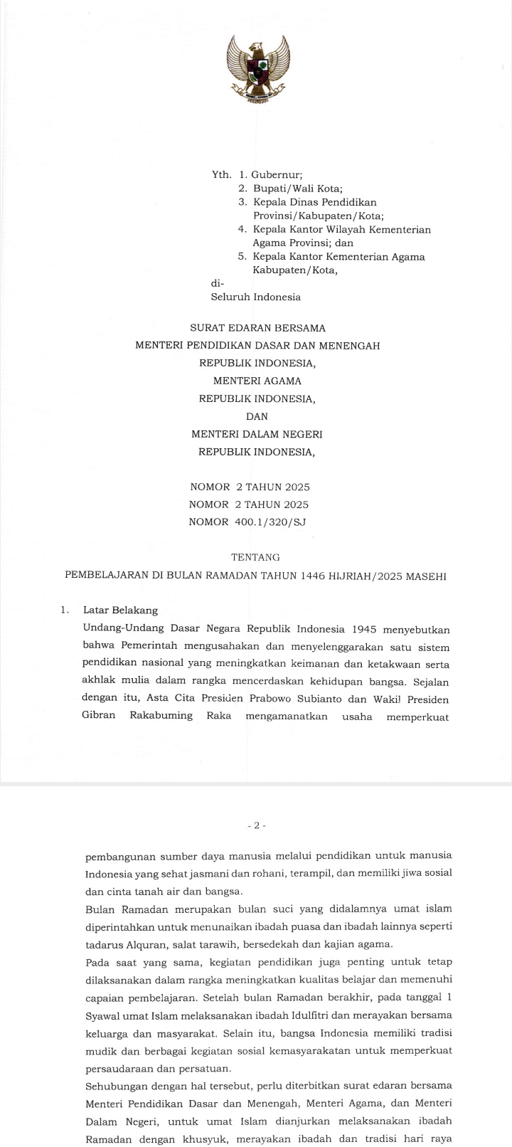 Surat Edaran Pembelajaran Bulan Ramadan | Fakta Jabar